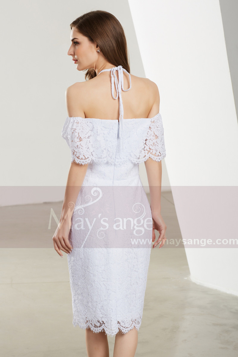 Off-The-Shoulder Short White Lace Dress