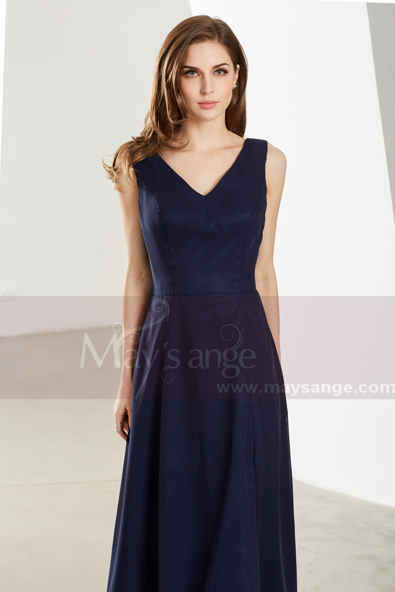 Robe Bleu Marine Longue Classe Avec Fente - Ref L1921 - Robes de soirée