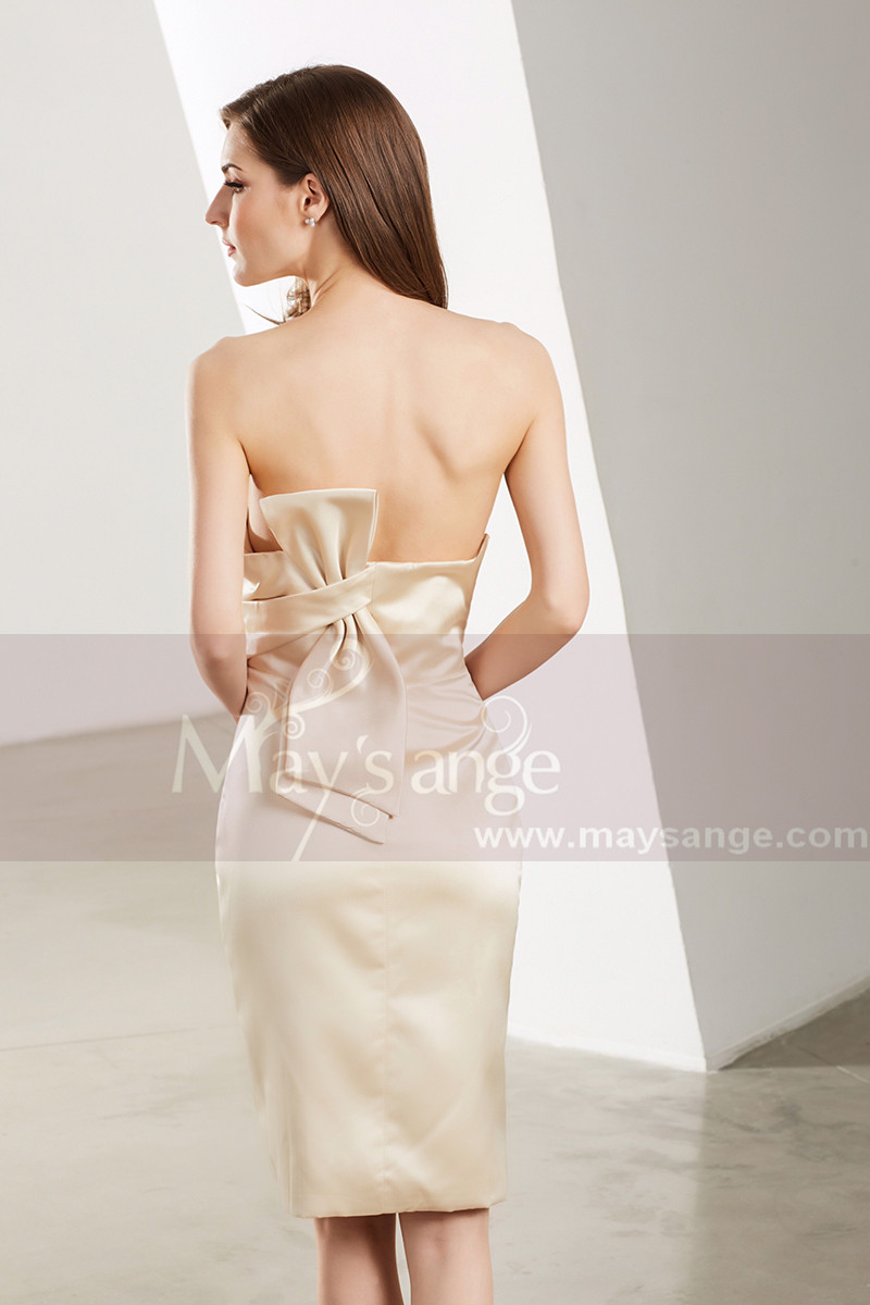 Short Strapless Champagne Cocktail Dress In Satin