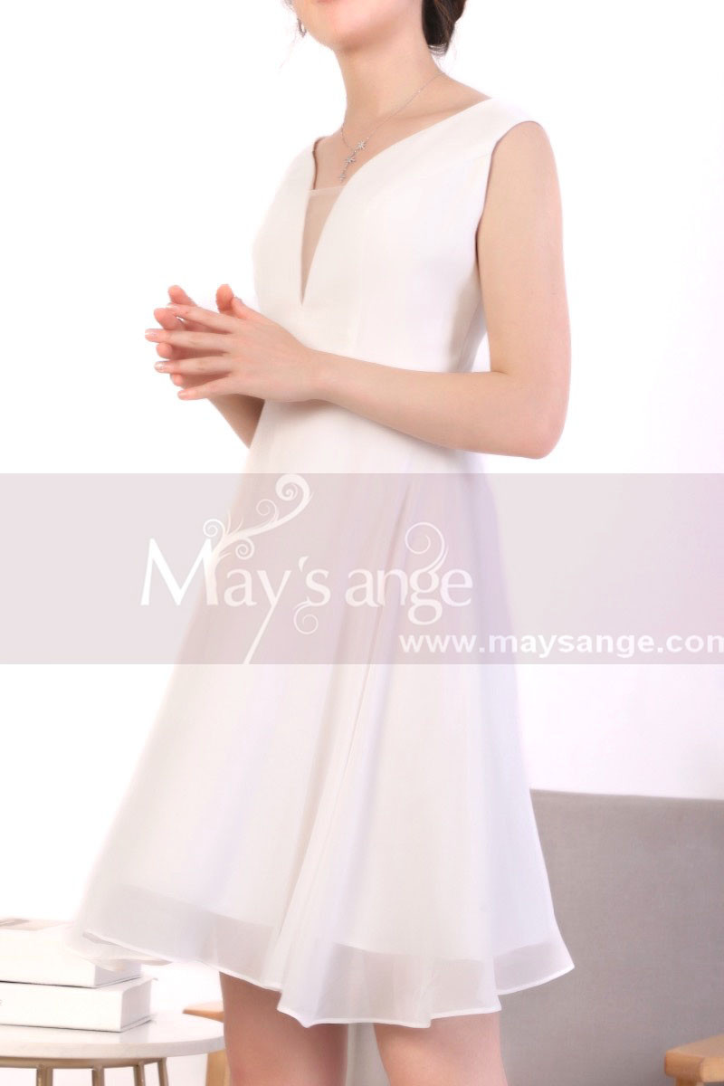 White Short Backless Dress Chiffon