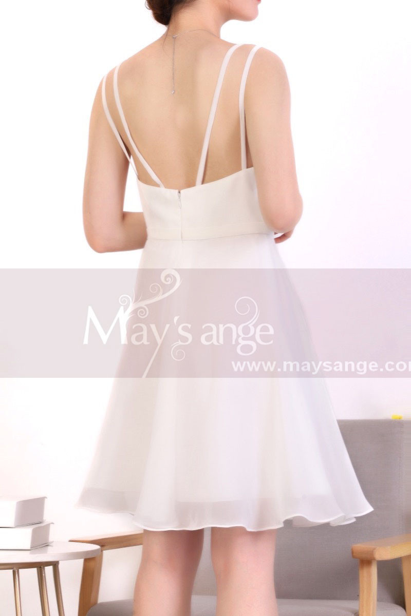 White Short Backless Dress Chiffon