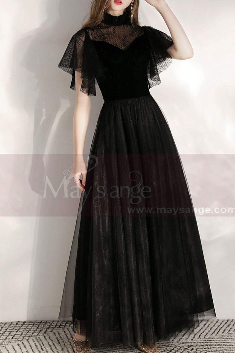 Black Velvet Vintage Gala Evening Dresses