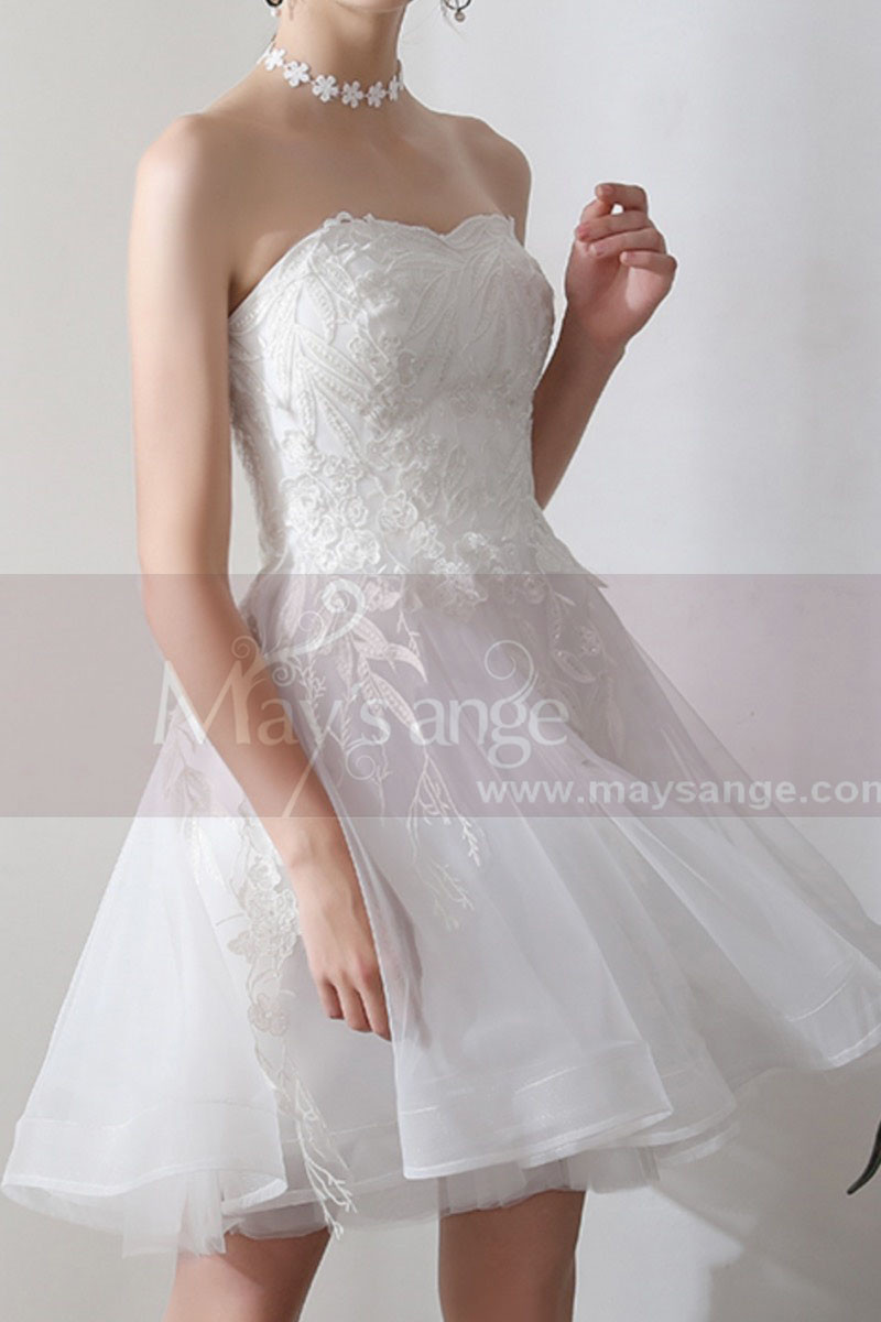 Robe Pour Mariage Courte Bustier En Dentelle Et Strass - Ref C1938 ...