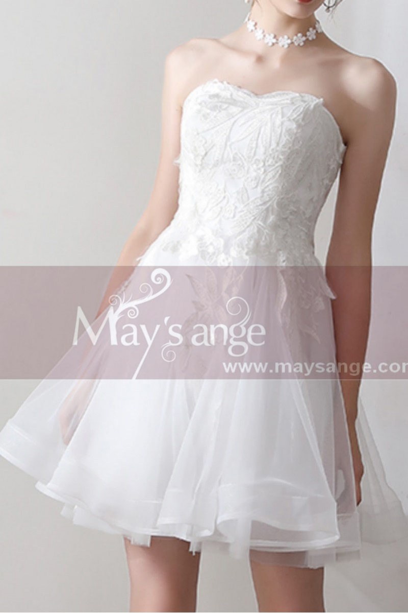 Robe Pour Mariage Courte Bustier En Dentelle Et Strass - Ref C1938 ...