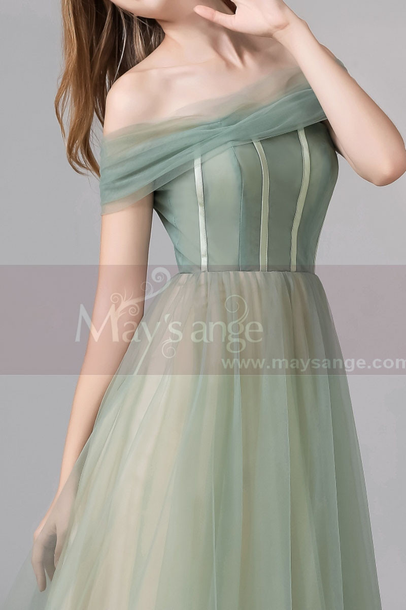 Two Color Off-the-Shoulder Ball Gown Dress