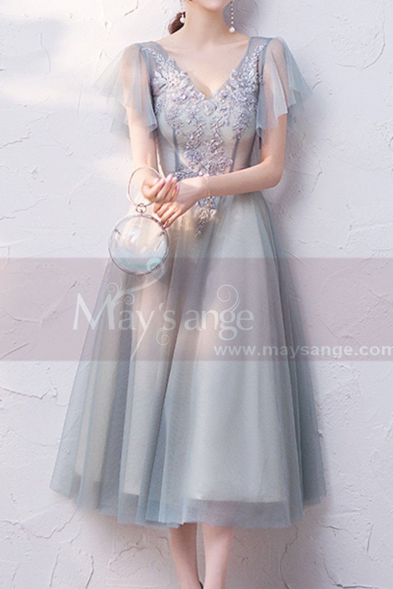 Belle Robe Pour Ceremonie Décolleté V Brodé - Ref C1947 - Accueil