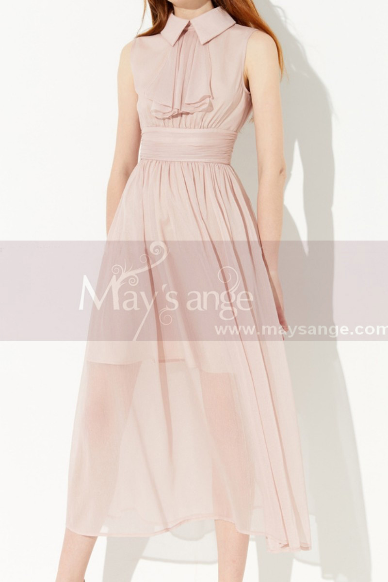 Robe De Soirée Chic Et Glamour Rose Fluide Haut Col Claudine - Ref ...
