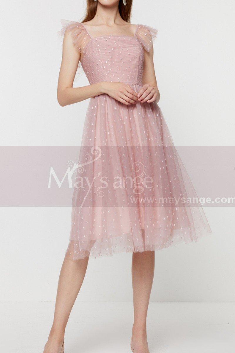 Robe Soirée Courte Chic Rose Jupe En Tulle Et Bustier Drapé - Ref C2025 ...
