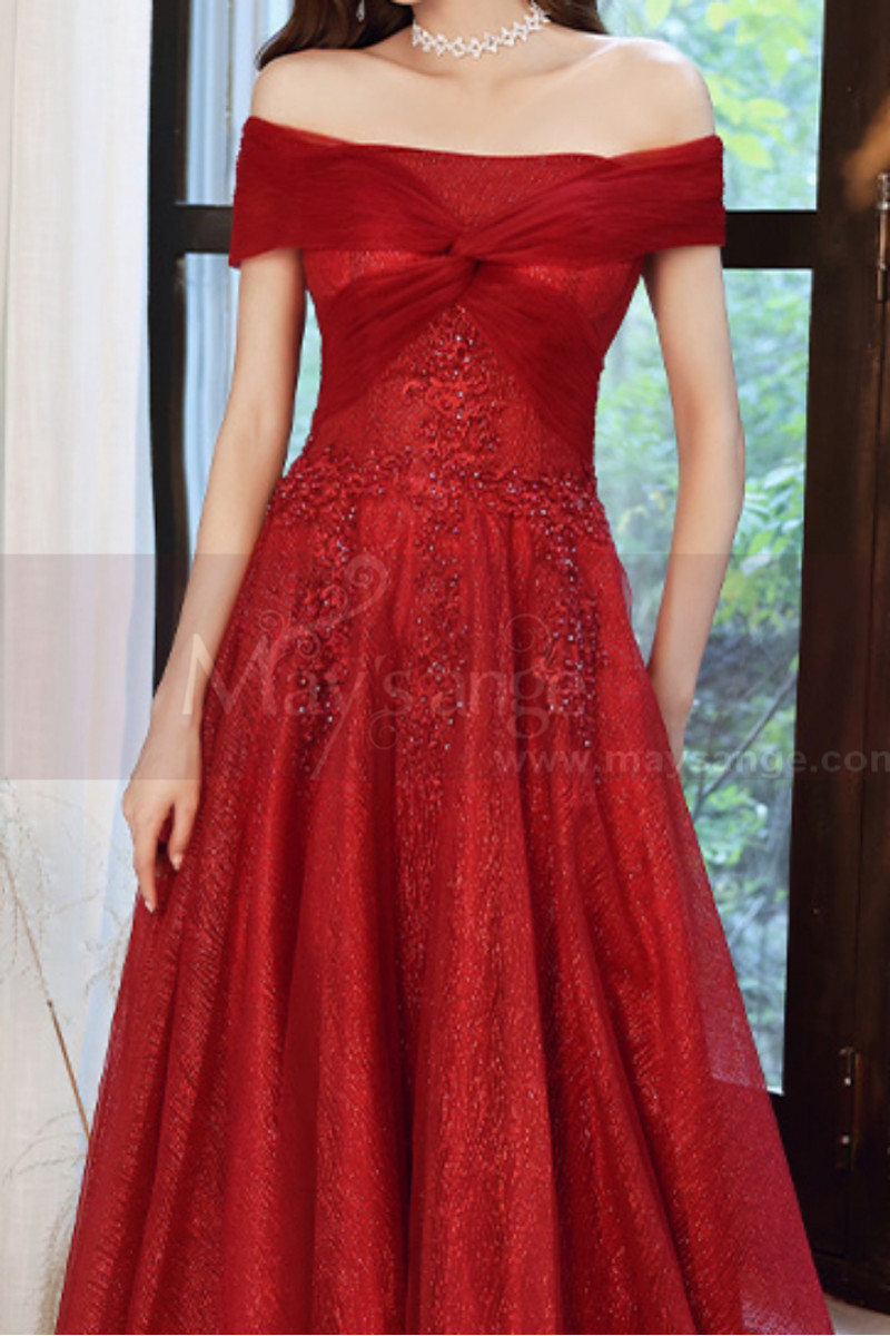 Beautiful Red Formal Evening Gowns Crossover Strapless Style