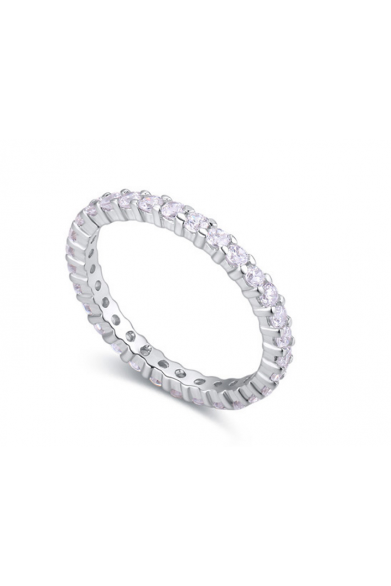 Silver thin pretty rings for women with rhinestones
