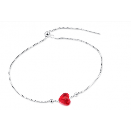 Bracelet coeur rouge en argent bijoux femme pas cher stylé - Ref 30505 ...