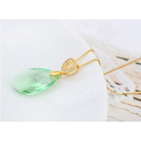 Collier ras du cou bijou tendance avec pierre verte - Ref 21981 - Accueil