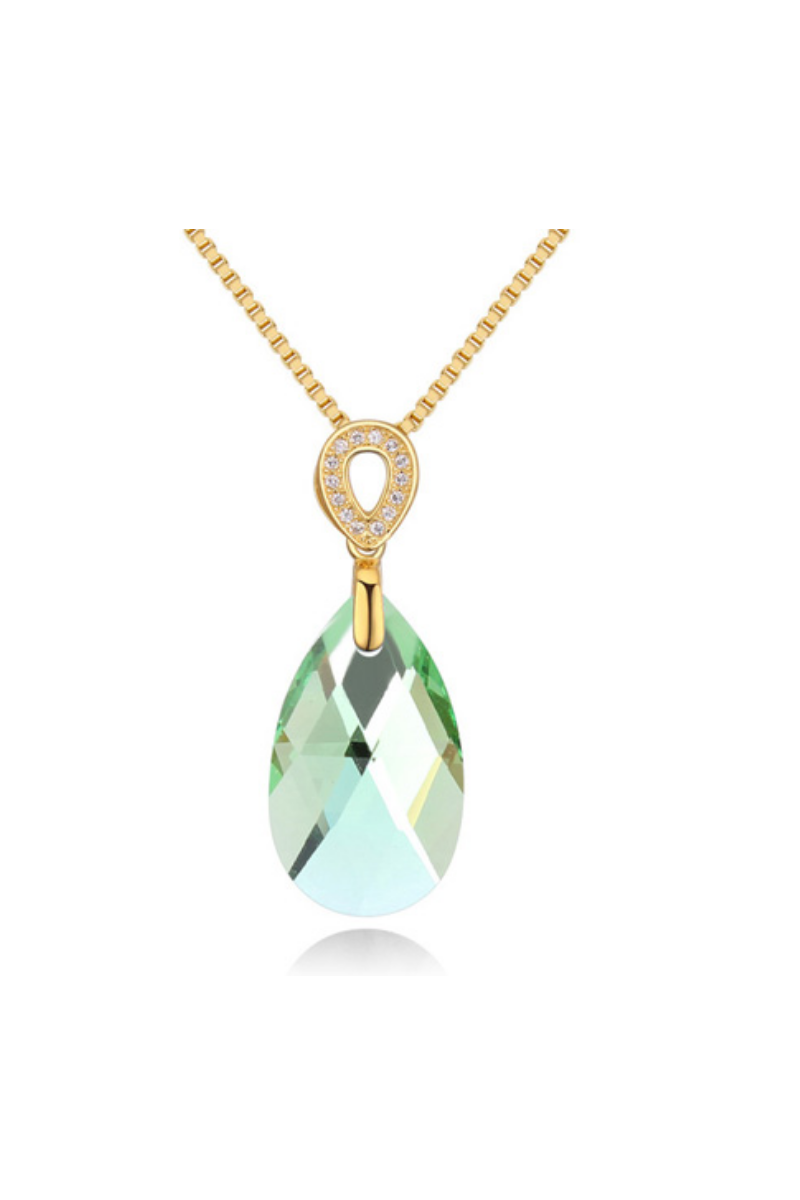 Collier ras du cou bijou tendance avec pierre verte - Ref 21981 - Accueil