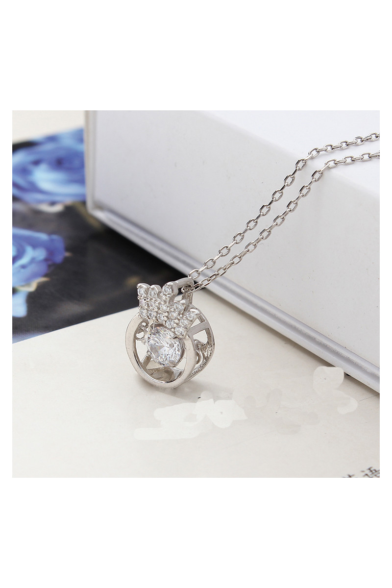 Collier tendance femme en argent 925 avec pendentif couronne - Ref ...
