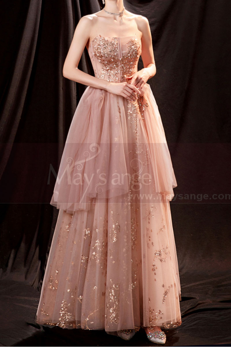 Robe de bal pastel avec bustier brodé et laçage au dos - Ref L2362 ...