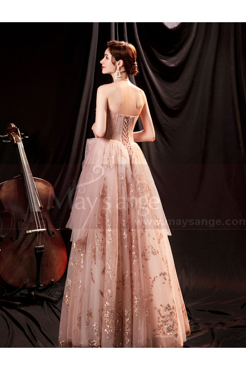 Robe de bal pastel avec bustier brodé et laçage au dos - Ref L2362 ...