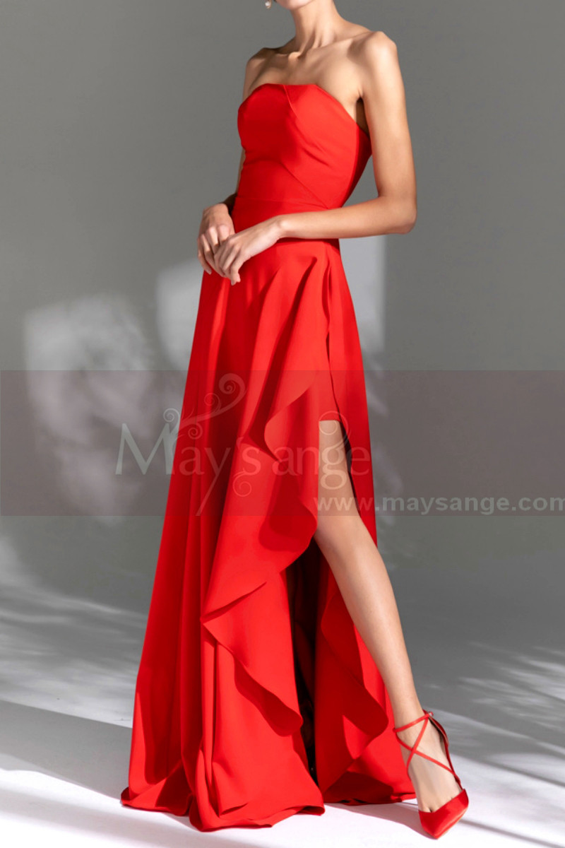 Glamorous long strapless cocktail dress for party
