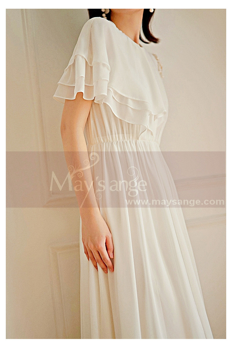 Robe de soirée blanche mousseline chic et glamour pour fête - Ref L2069 ...