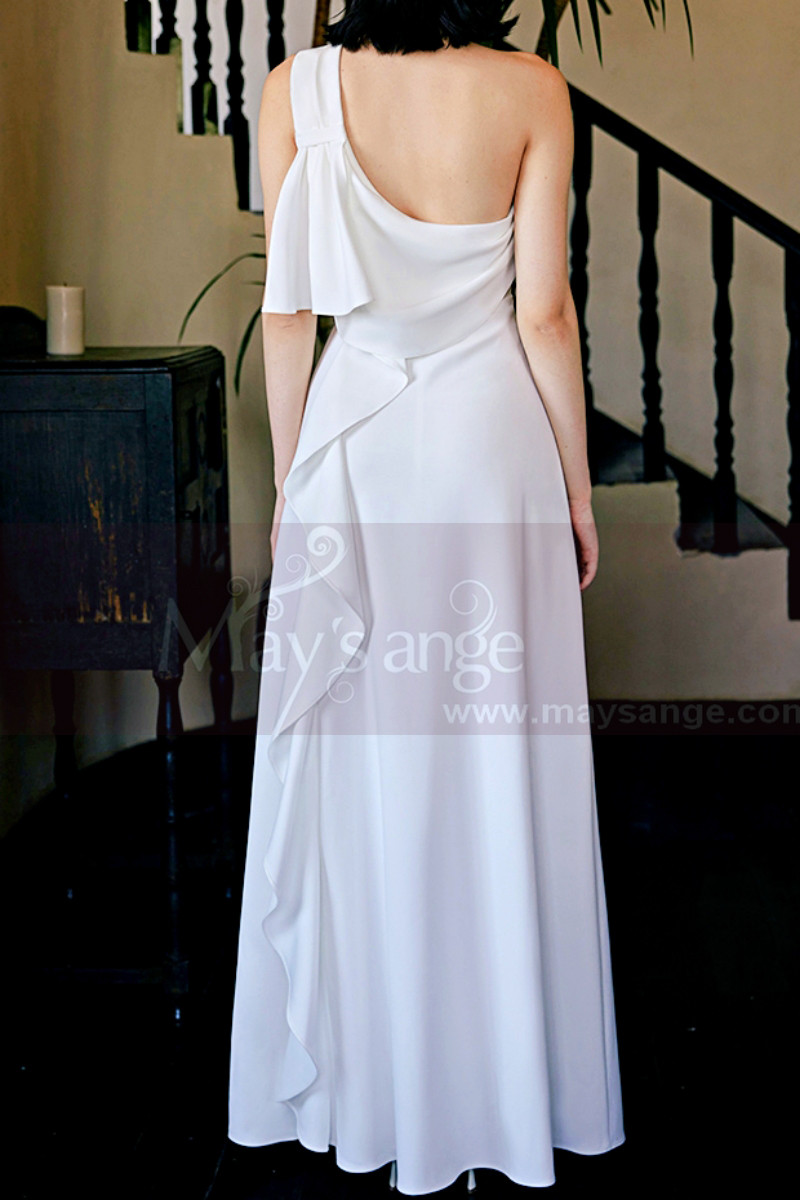 Long white cocktail dress with back design