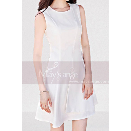 Petite robe blanche cocktail courte - Ref C2059 - Robe de cocktail