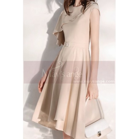 Robe de cocktail beige chic - Ref C2073 - Robes d'été
