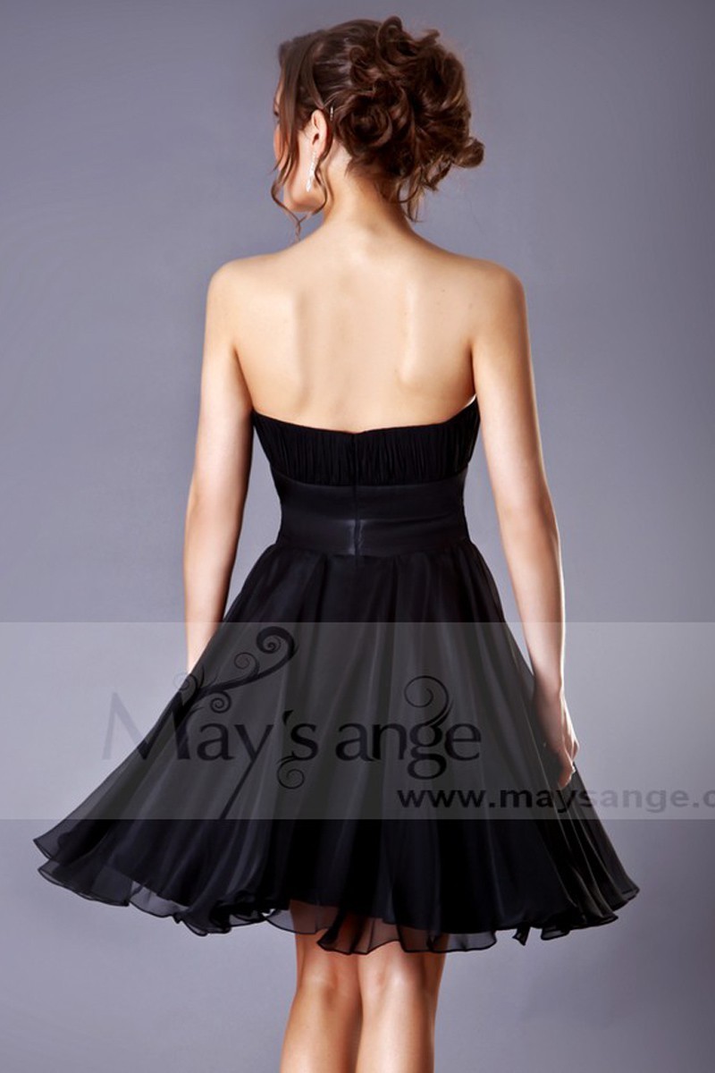 Strapless Black Chiffon Party Dress