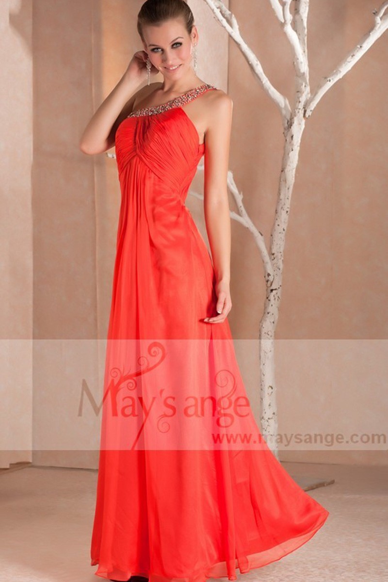tenue de soirée rouge Piment dos nu - Ref L248 - Robes de Gala
