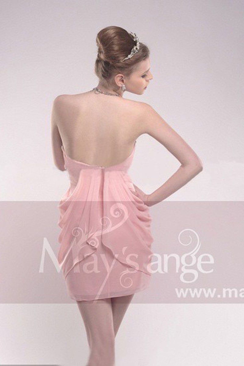Robe courte de soirée coquette en mousseline rose pâle - Ref C210 ...