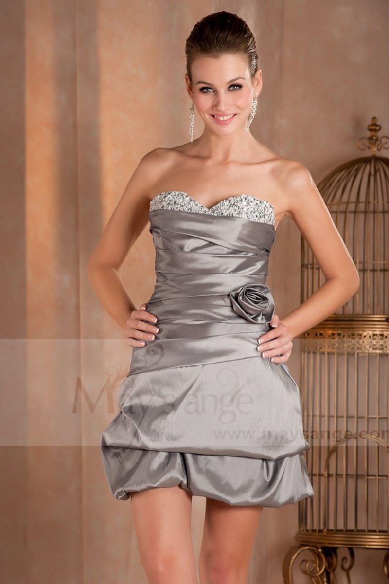 Robes courte argente Luciole pour vos soirées et mariage - Ref C255 ...