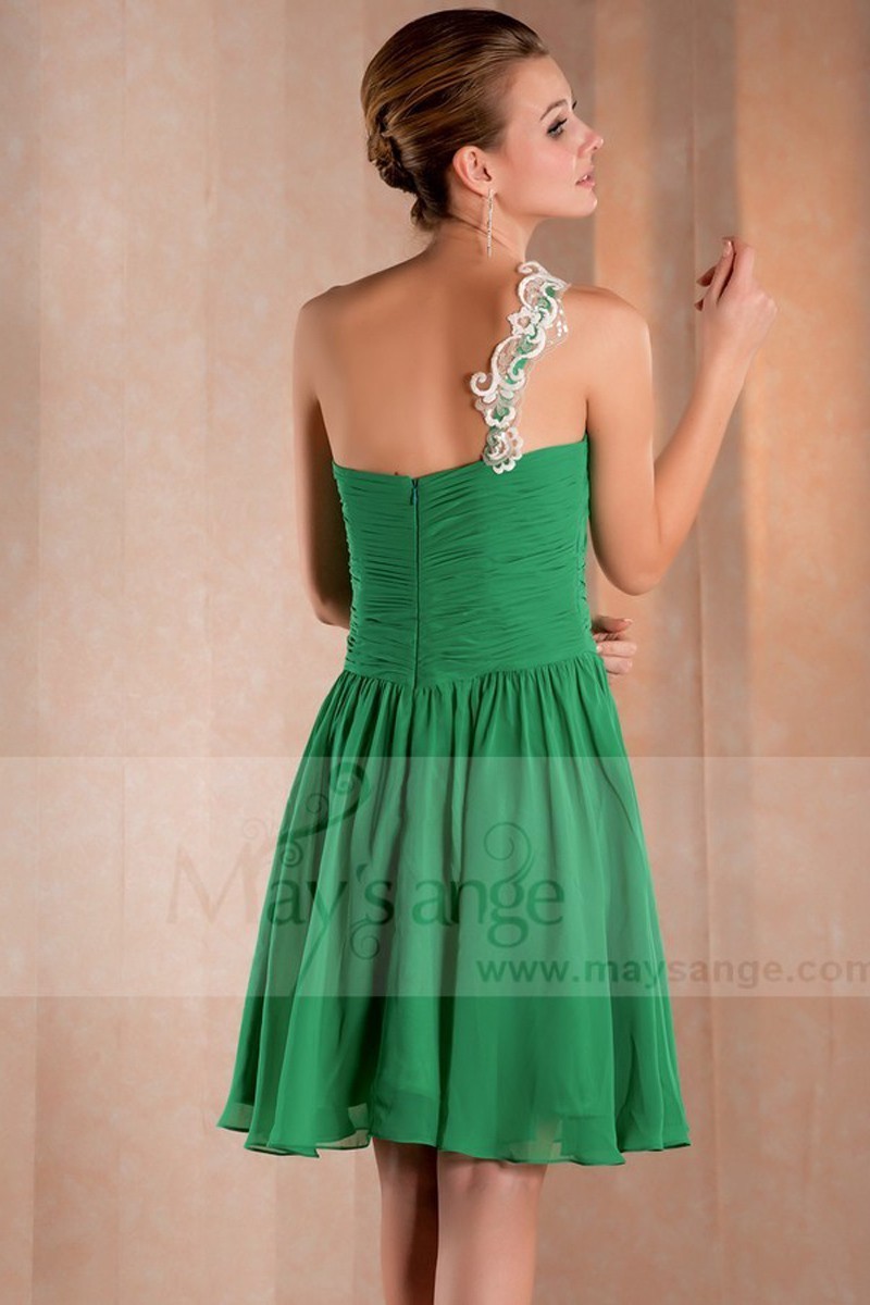 Robe De Cocktail Lierre Avec Bretelle En Dentelle Asymétrique Ref