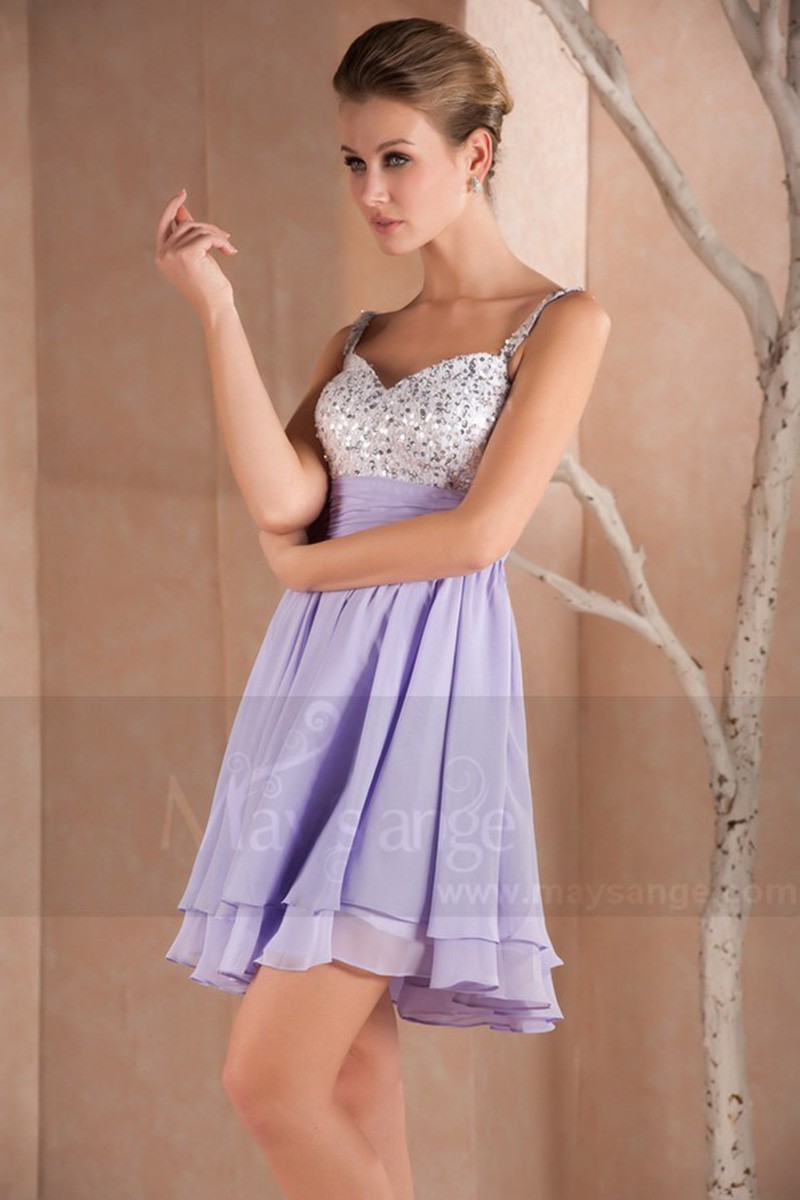 Robe Violette des prés courte pour cocktail - Ref C285 - Robes d'été