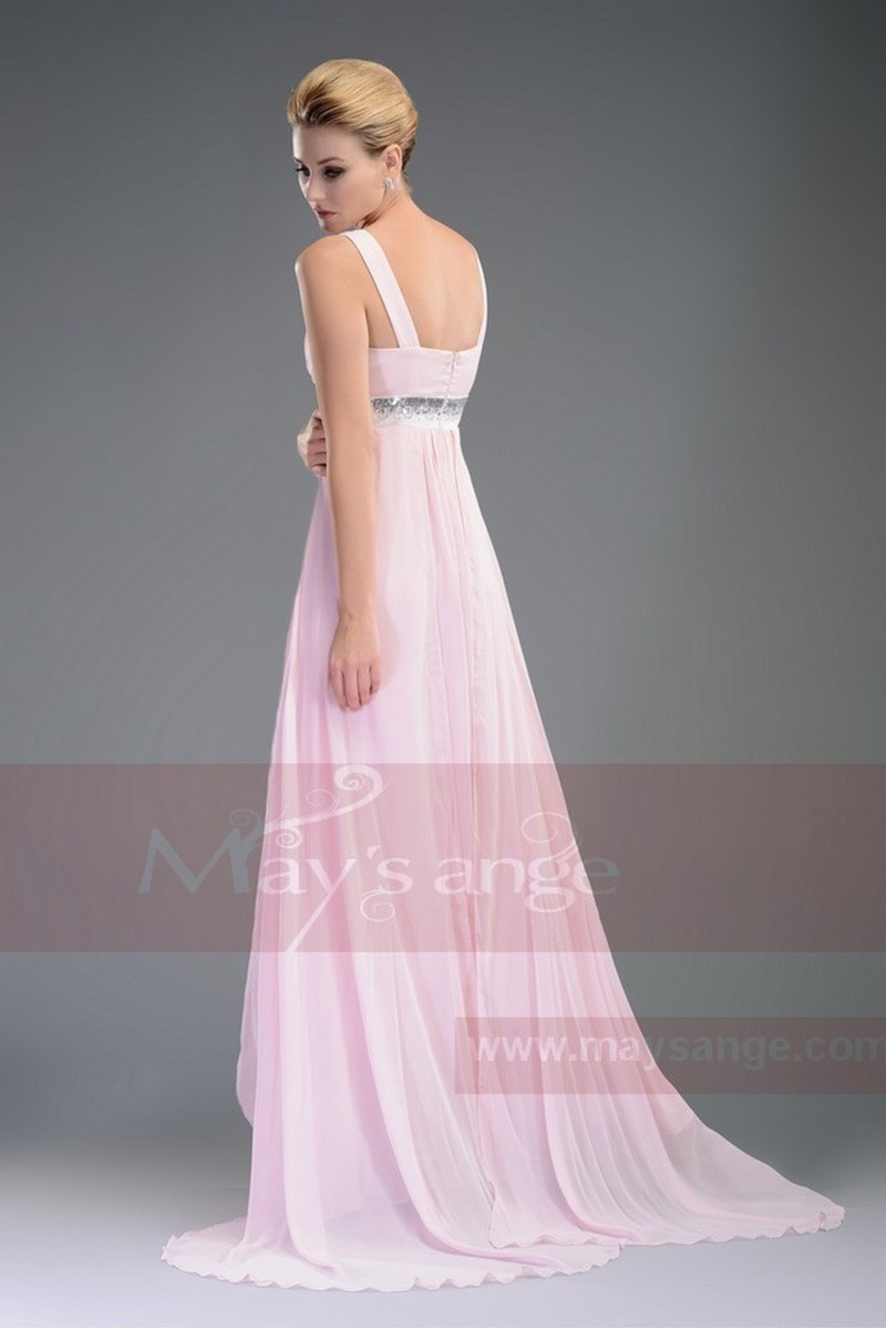 ELSA robe se soirée chic rose avec bretelle - Ref L504 - Robes de Gala