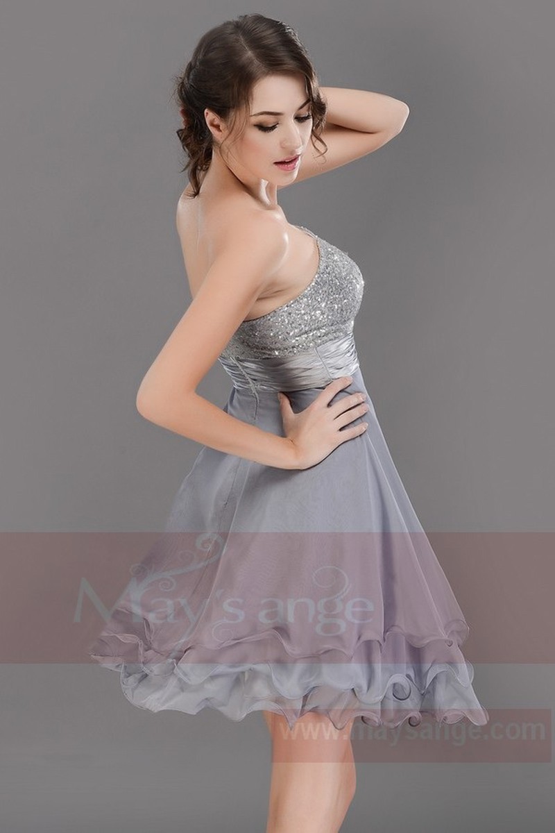 Short dress silver gray C659 Linda