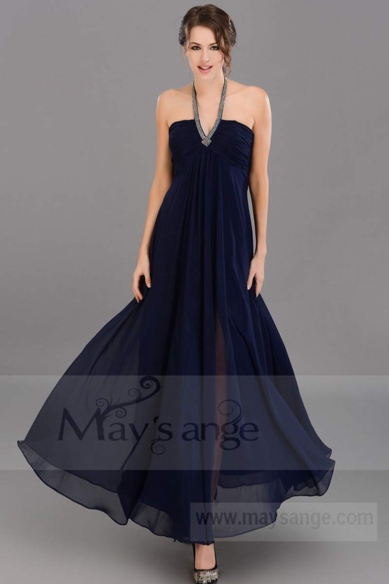 Robe soirée longue bleu marine Intense - Ref L043 - Robes de soirée