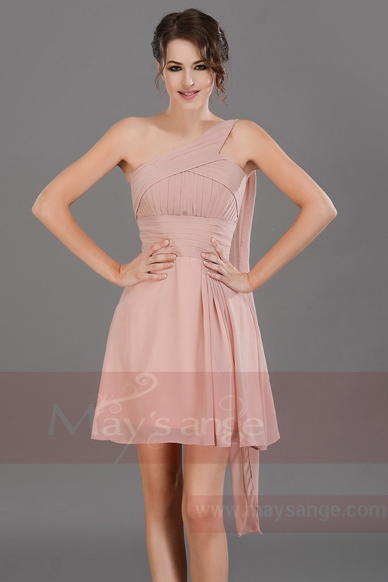 Pink asymmetrical cocktail dress C690