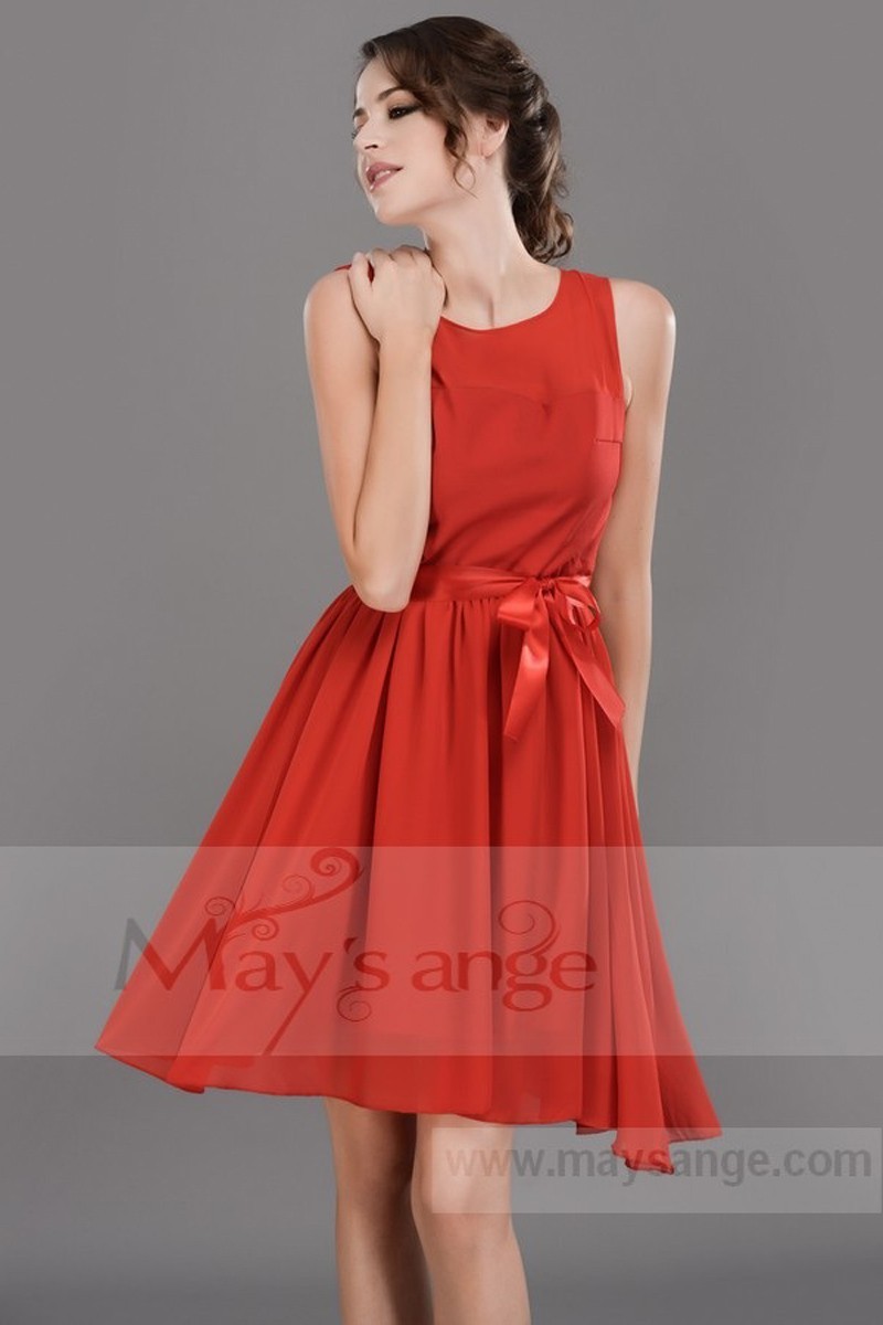 ALISON robe rouge drapeau france ceinture satin - Ref C673 - Robes ...