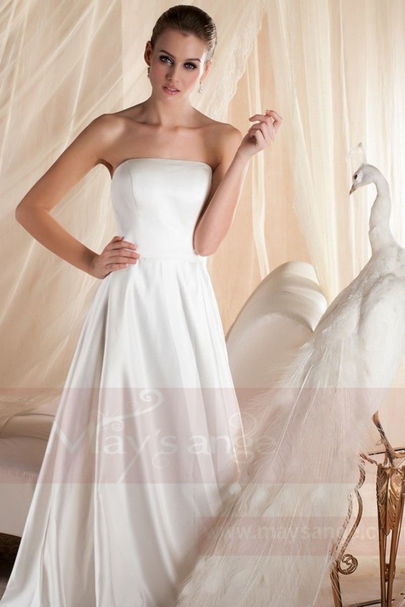 robe mariage bustier simple blanche en satin pas cher - Ref M354 ...