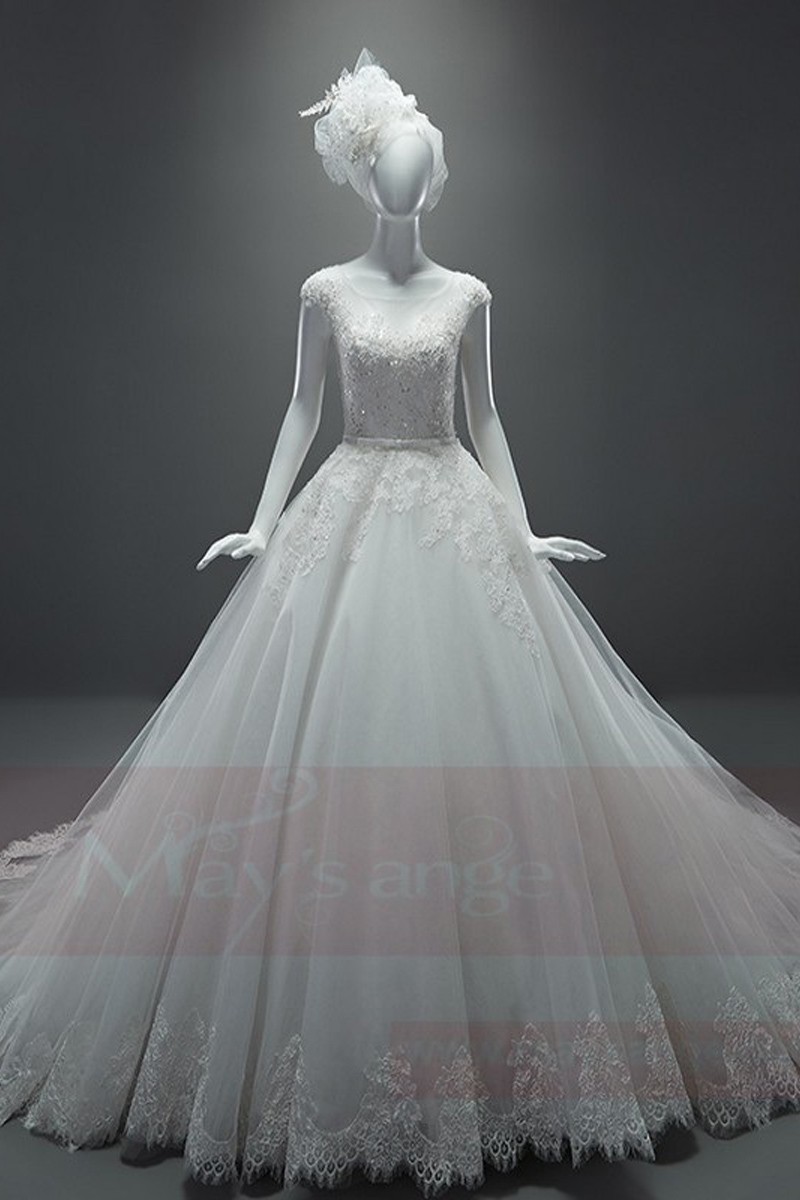 robe de mariée originale splendide en dentelle jolie fente dans le dos ...