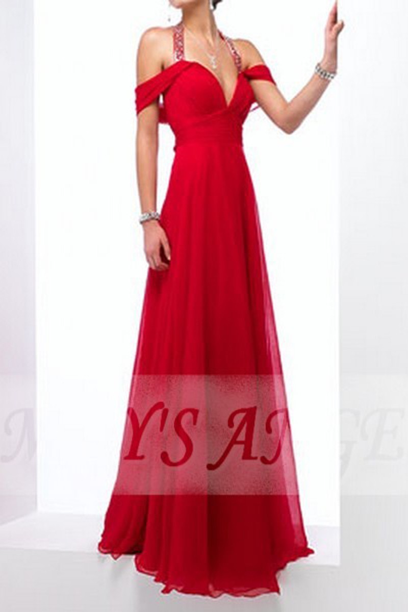 Off Shoulder Sexy Red Long Evening Dress