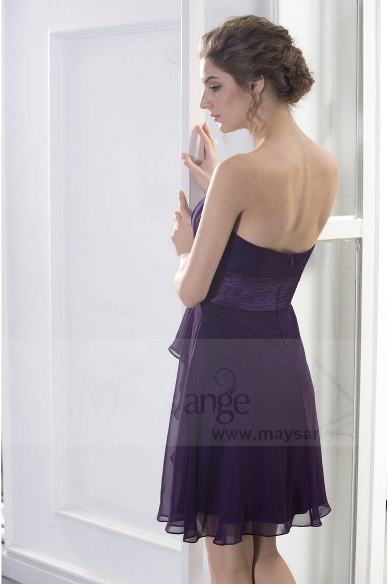 robe de cocktail violet mousseline ceinture satin - Ref C780 - Robe de ...