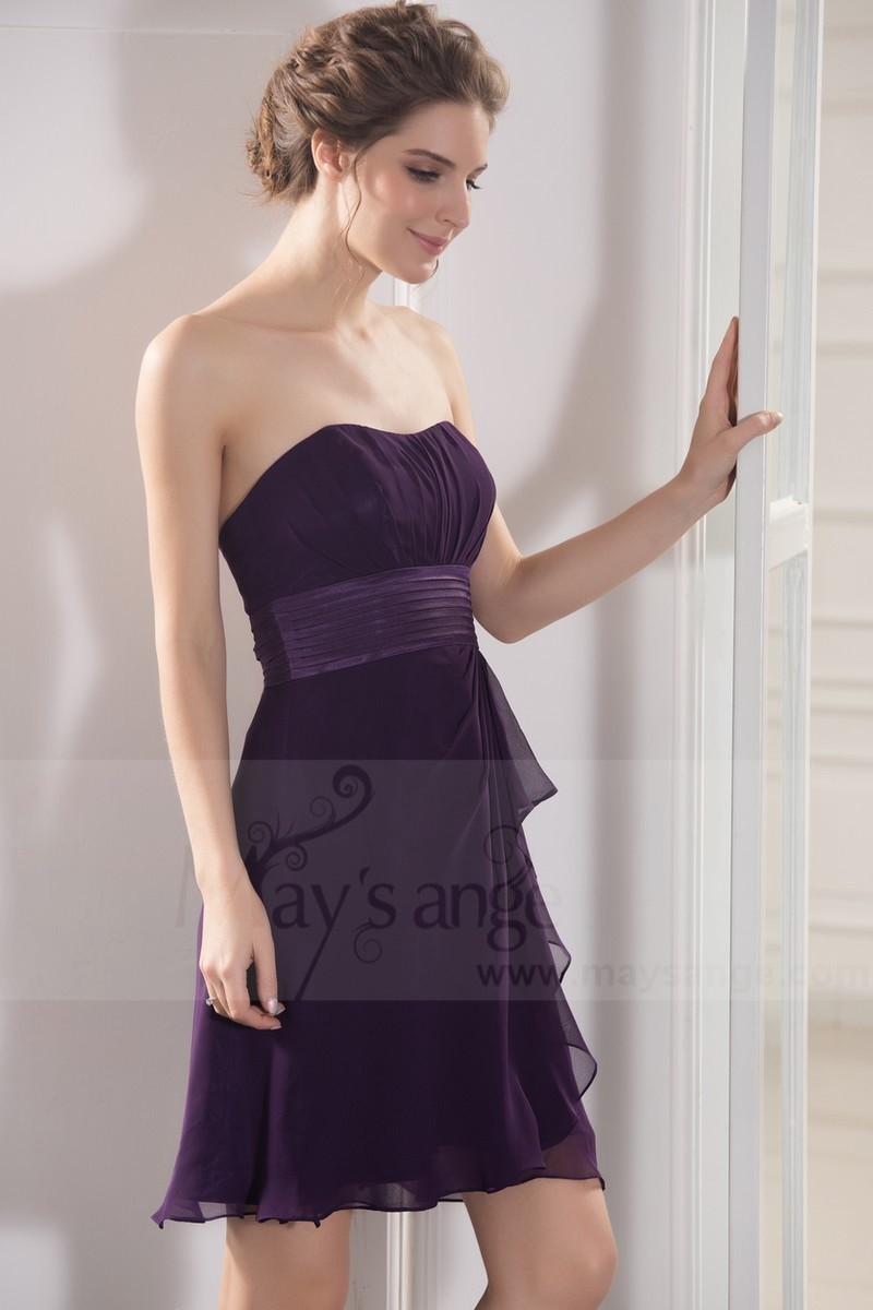 robe de cocktail violet mousseline ceinture satin - Ref C780 - Robe de ...