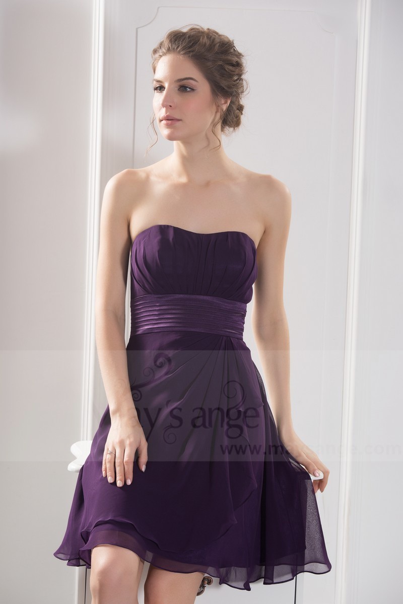 robe de cocktail violet mousseline ceinture satin - Ref C780 - Robe de ...