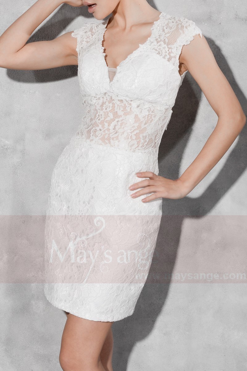 Robe de fête chic et glamour en dentelle blanc maysange - Ref C809 ...