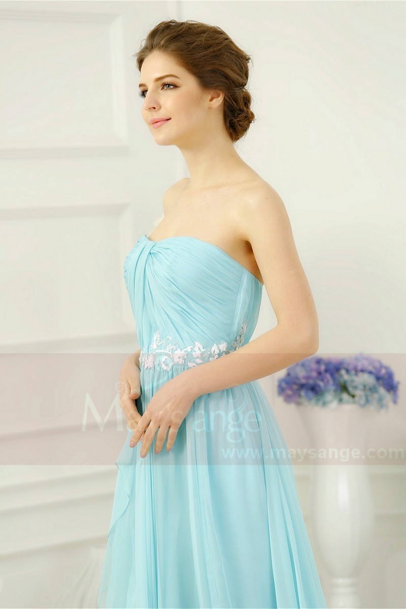 TURQUOISE LONG EVENING DRESS STRAPLESS