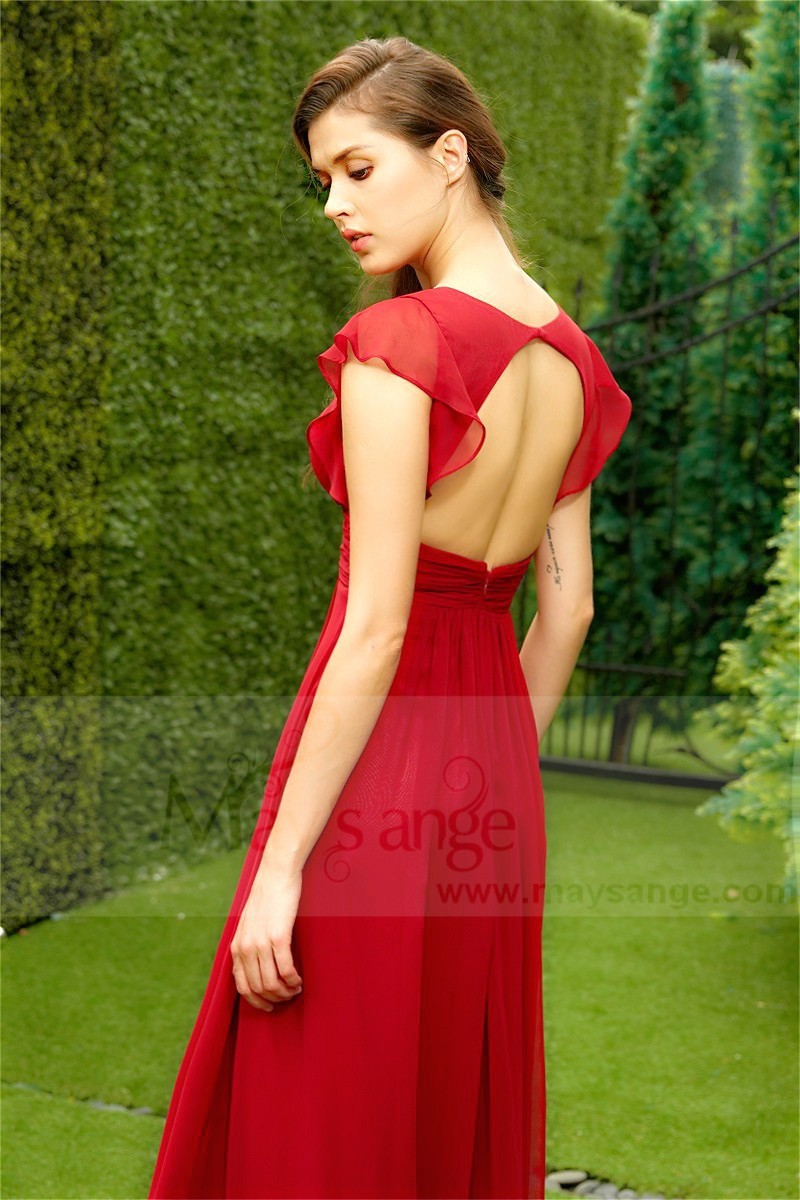 RASPBERRY LONG RED DRESS FOR COCKTAIL