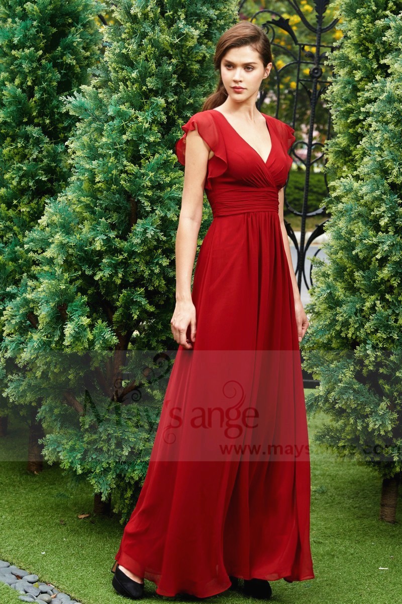 RASPBERRY LONG RED DRESS FOR COCKTAIL