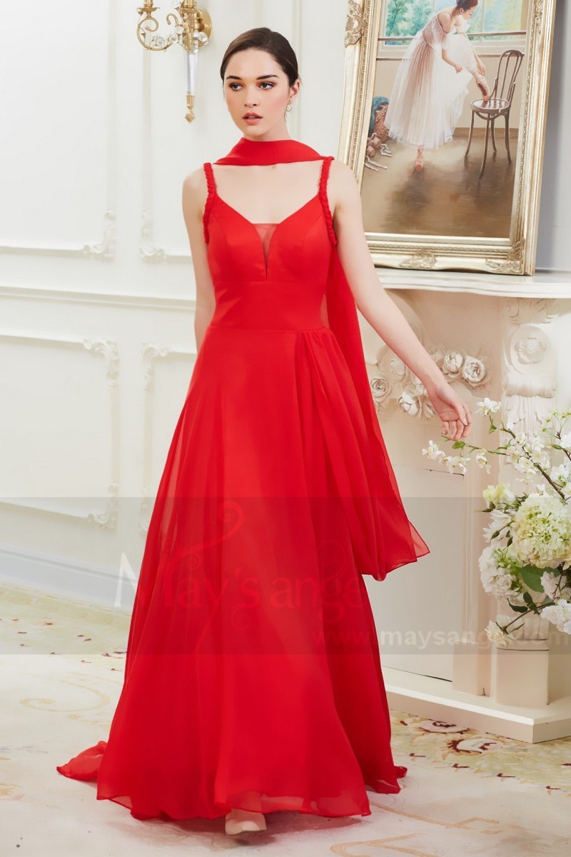 Robe de soiree Imperatrice Rouge Feu - Ref L788 - Robes de soirée