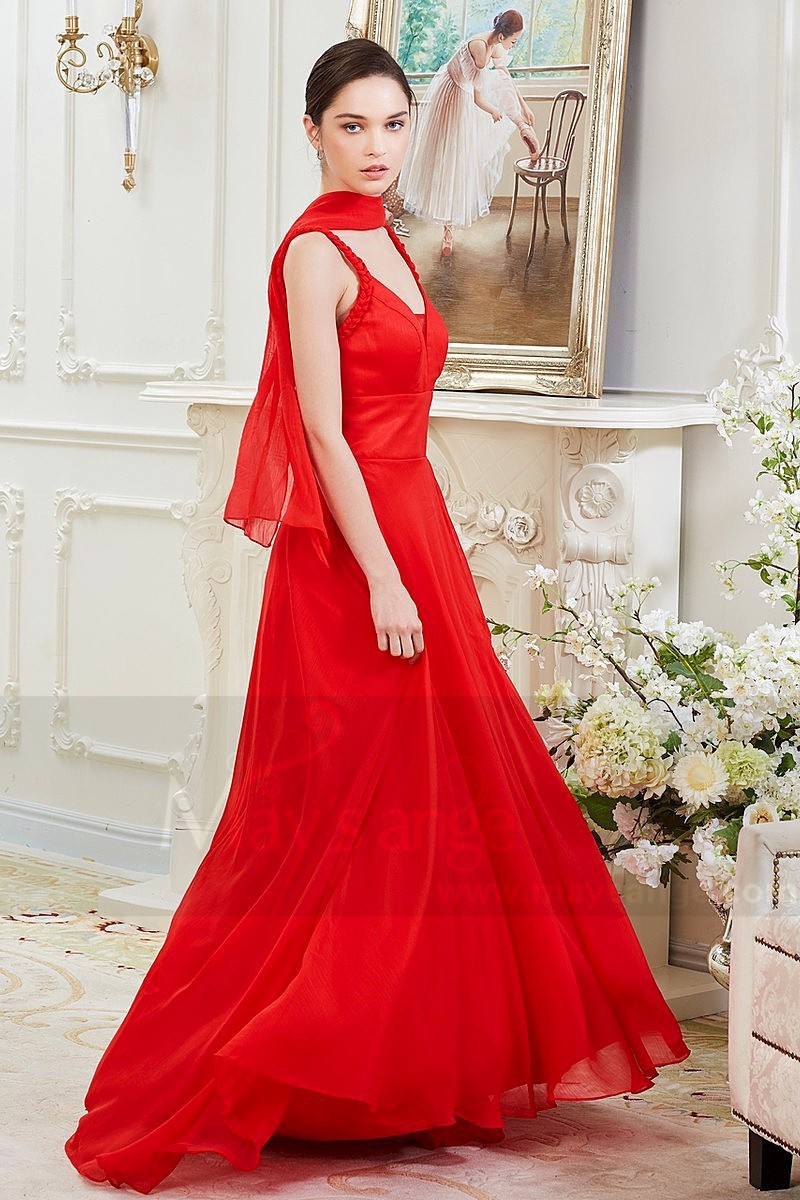Robe de soiree Imperatrice Rouge Feu - Ref L788 - Robes de soirée