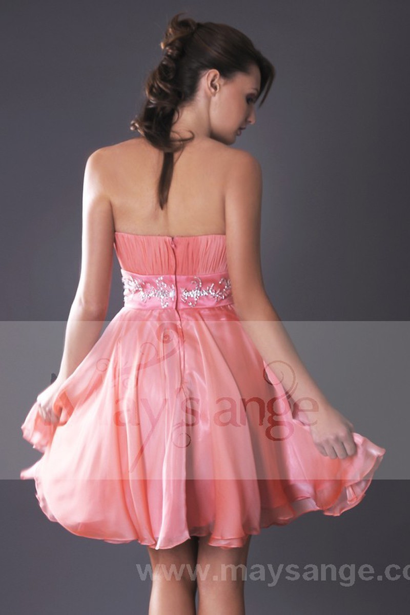 Peach Strapless Cocktail Dress