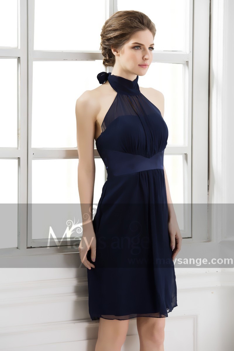 Midnight Blue Cocktail Dress | Collar Cocktail Dress Midnight Blue